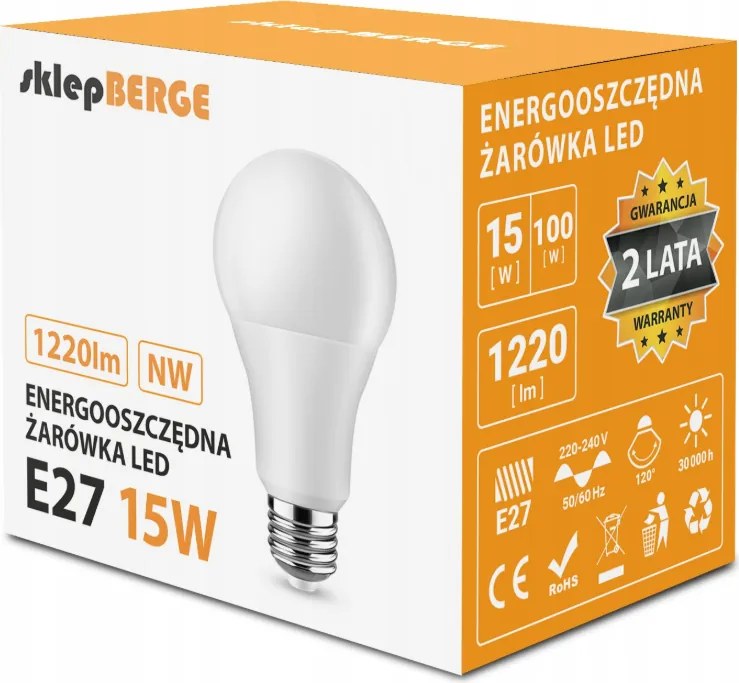 SADA 10x LED žárovka E27 A60 15W 1200lm 3000K - teplá bílá