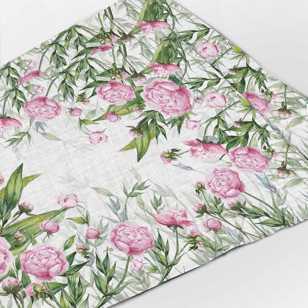 Lenbutik Lněné prostírání 48x32 cm Pivoňky/ Peonies