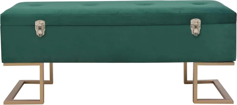 Lavice s úložným prostorem 105 cm zelená samet 247570
