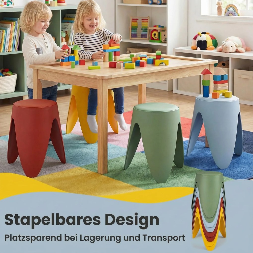 Costway Sada 8 stohovatelných plastových stoliček, vícebarevná