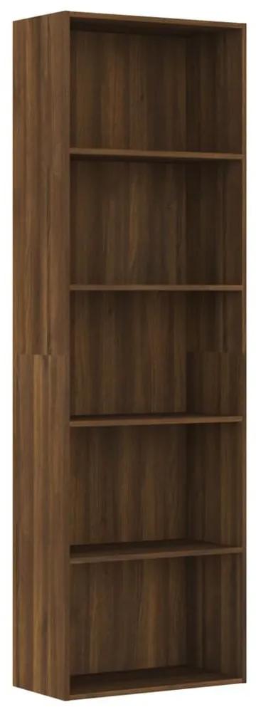 Petromila 5patrová knihovna hnědý dub 60 x 30 x 189 cm kompozitní dřevo