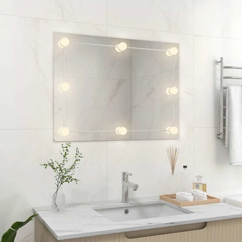 Nástěnné zrcadlo bez rámu s LED osvětlením obdélníkové sklo 3078644