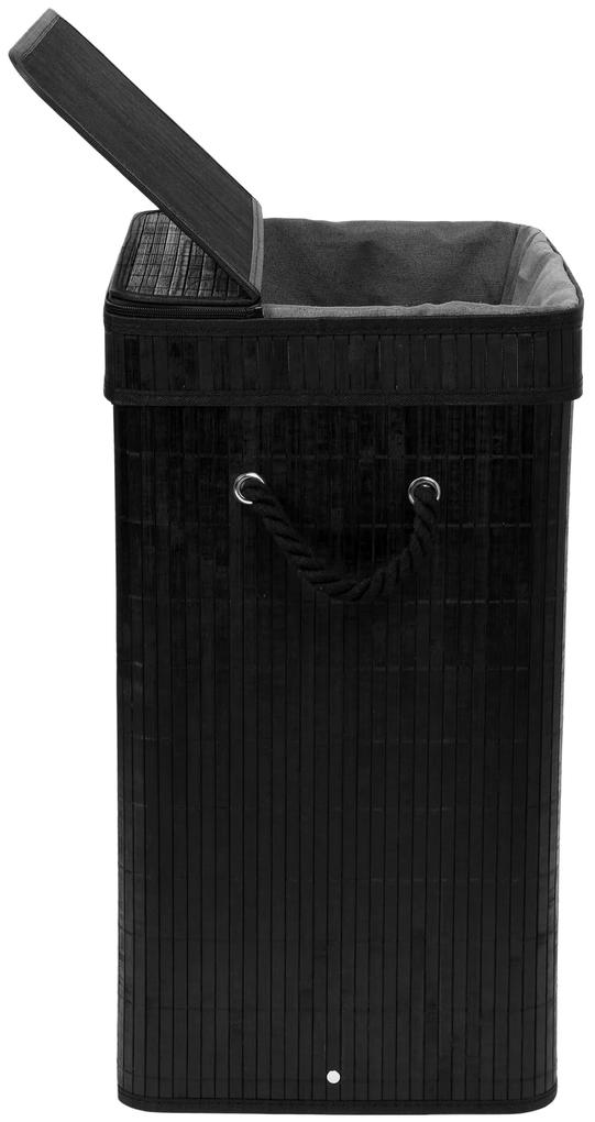 ViaDomo Via Domo - Bambusový koš na prádlo Sereno, 1-komorový - černá - 42x60x30 cm