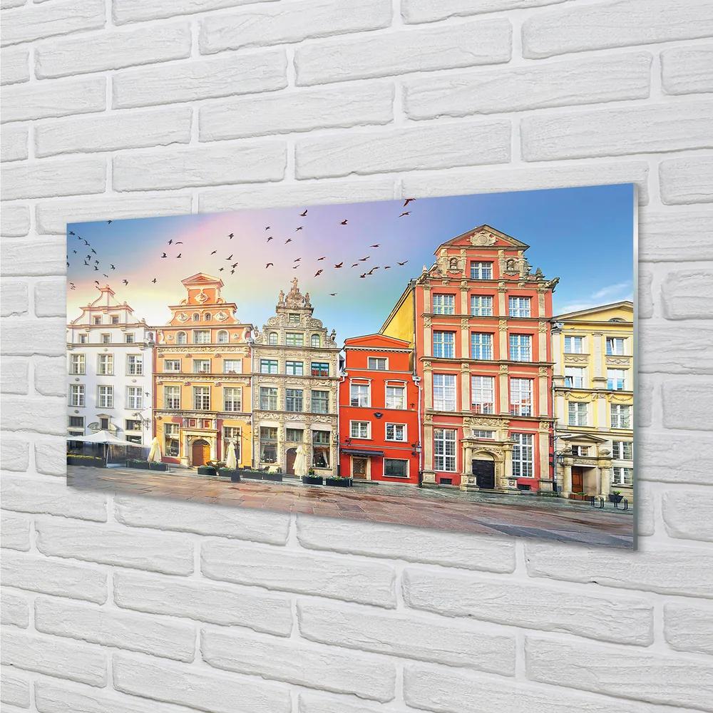 akrylový obraz Gdańsk budovy staré město 140x70 cm