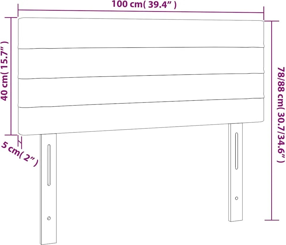 Čelo postele s LED tmavě šedé 100x5x78/88 cm samet 3121795