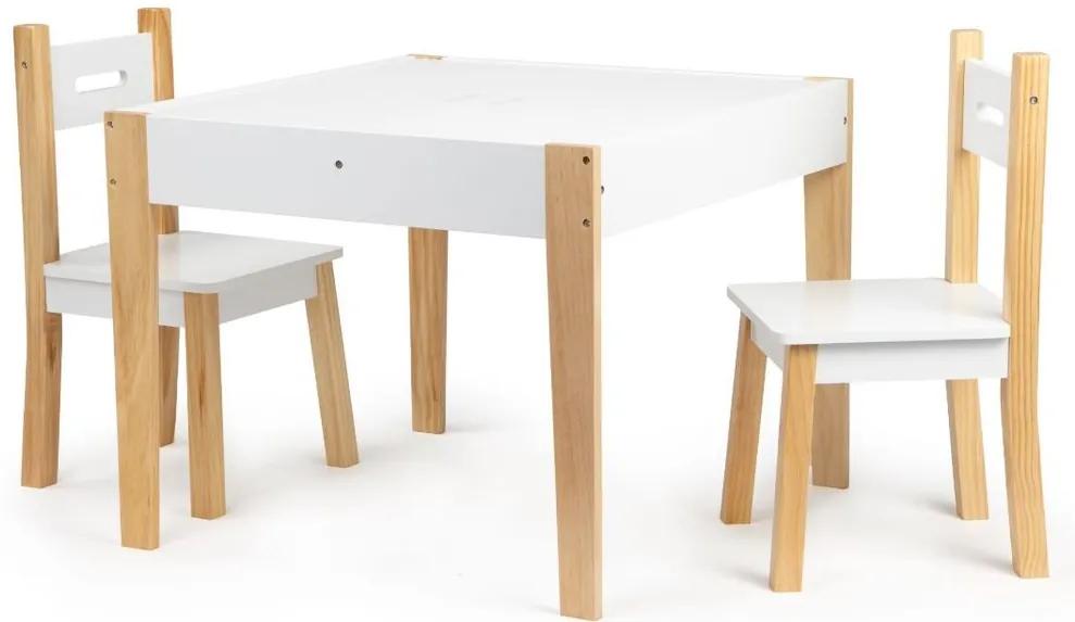 Ecotoys Dětský dřevěný stůl s tabulí a dvěma židličkami