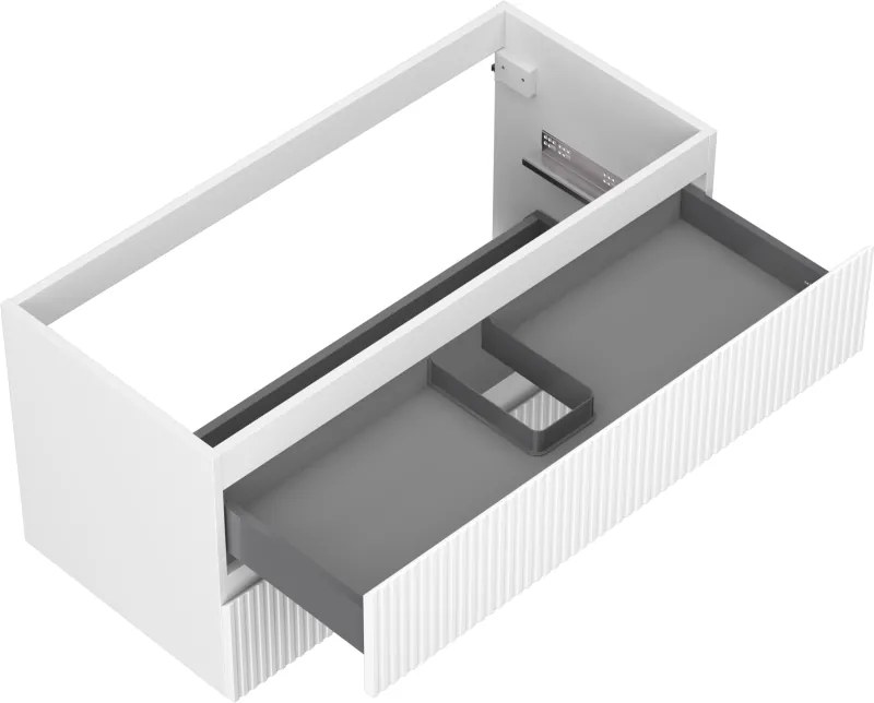 Mexen Rivel, koupelnová skříňka 100 cm, 2 zásuvky, drážkovaná, bílá matná, 91A20-10047-2-BFF01