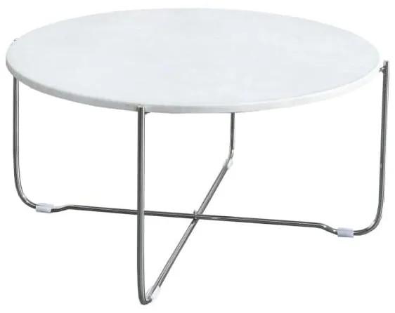 INV Konferenční stolek Edel bílý mramor, stříbrná