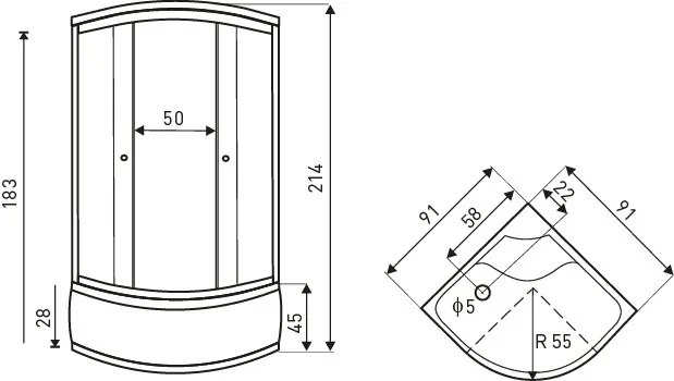 Aplomo Emma 91x91x214 masážní sprchový box