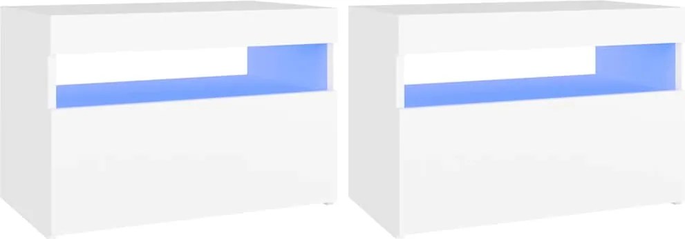 Noční stolky LED osvětlení 2 ks bílé 60x35x40 kompozitní dřevo 3082775