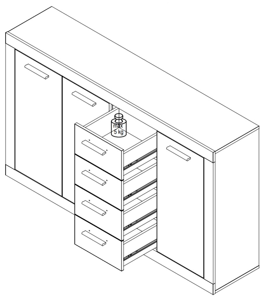 Sconto Komoda BACCIO bílá/beton
