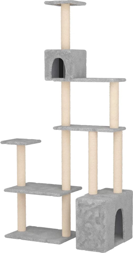 Kočičí strom se škrabacími sloupky sisal Světle šedá 177,5 cm 172390