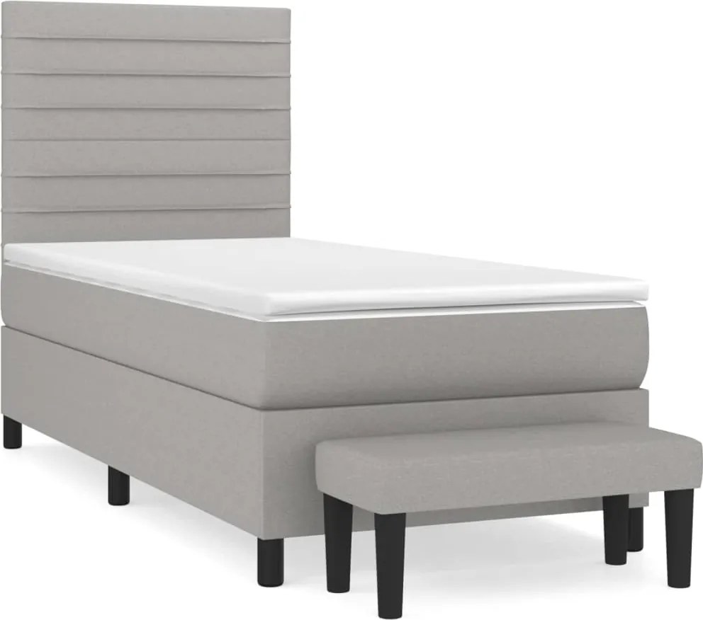 Box spring postel s matrací světle šedá 80 x 200 cm textil 3136629