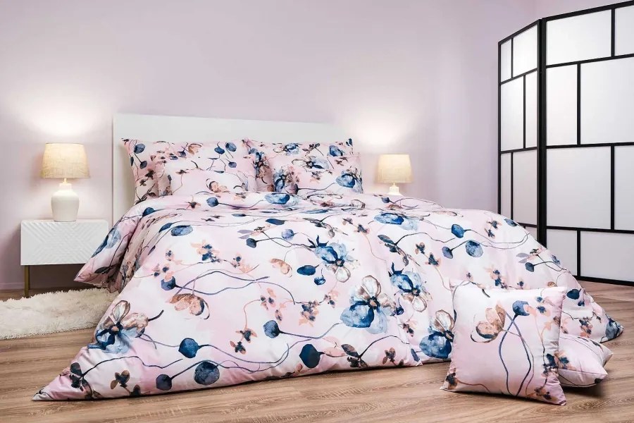DADKA Bavlněné povlečení Bloom elegance pudrová 240x220, 2x70x90 cm