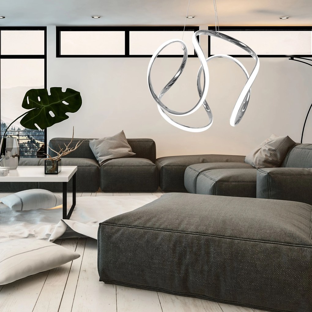 Toolight, LED závěsné stropní svítidlo 60W + dálkové ovládání APP385-CP, chromová, OSW-06901