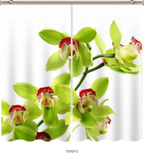 Black out závěsy 3D nebo voálové záclony 3D motiv 7090 Orchidej zelená, Rozměry Voálové záclony 2x145x260cm