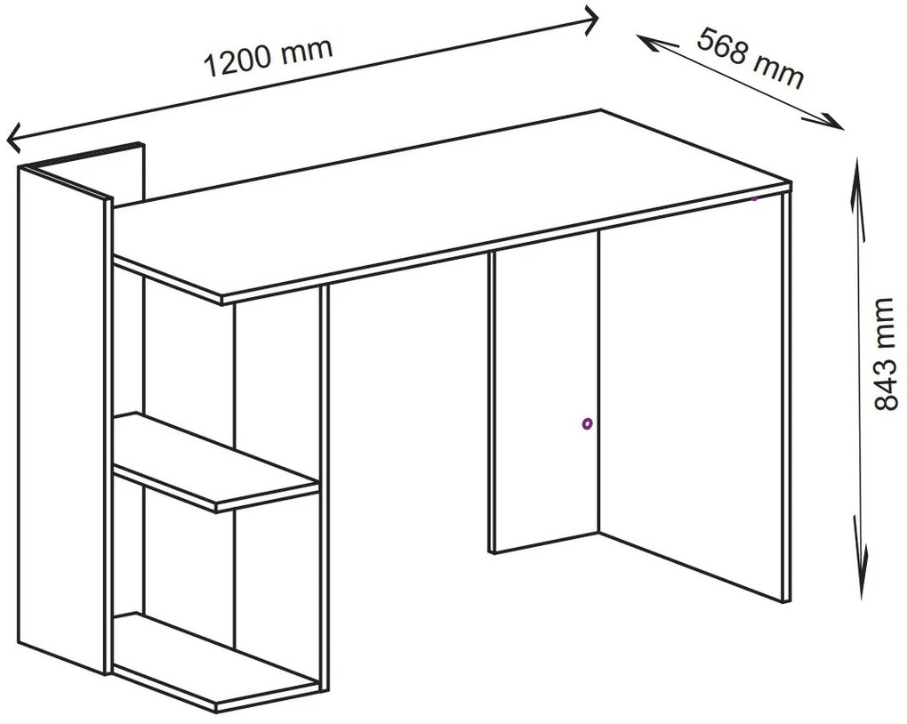 Pracovní stůl OMENA SHELF, barva sonoma/bílá