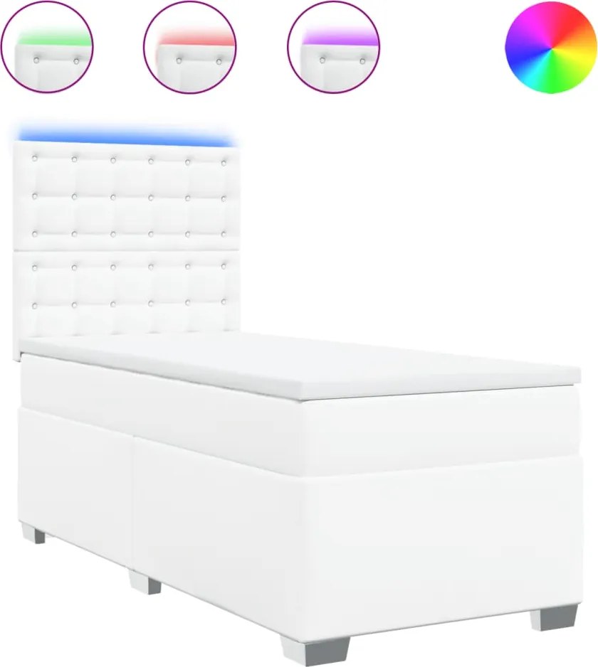Box spring postel s matrací bílá 100x200 cm umělá kůže 3293009