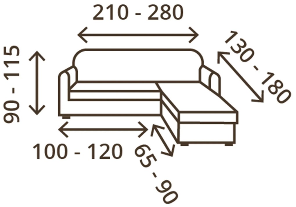 Napínací potah na sedačku s otomanem vpravo – Max