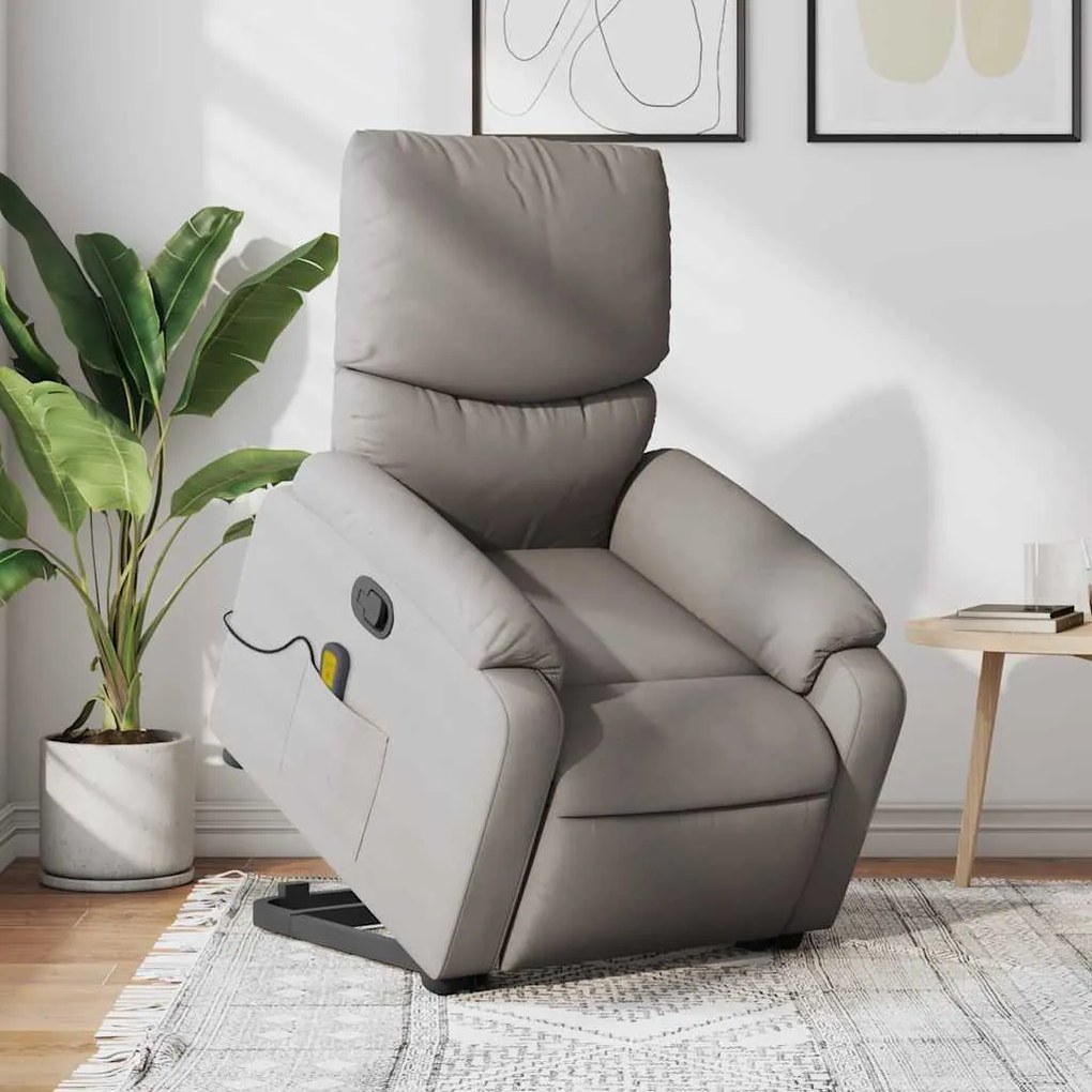 Zvedací masážní polohovací křeslo taupe textil 3204844