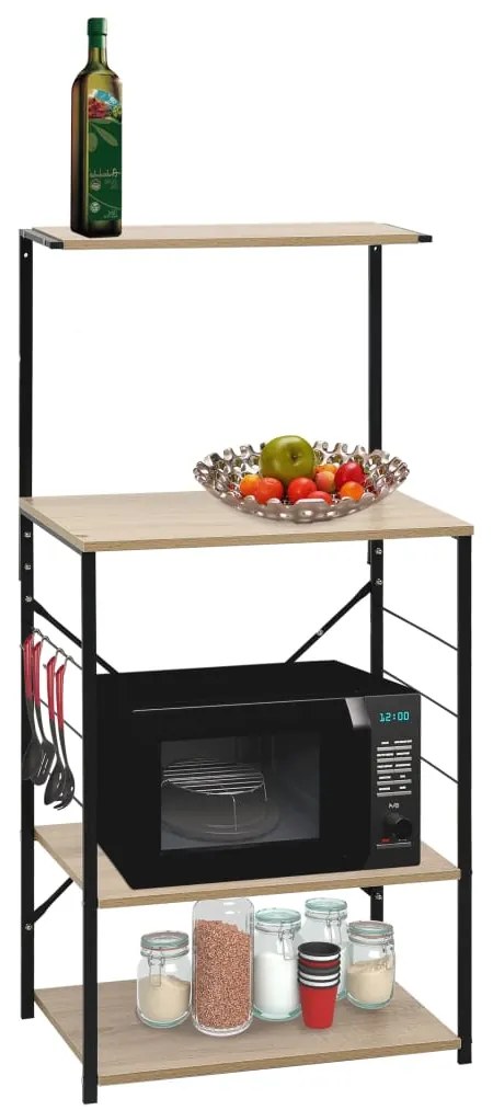 Skříňka na mikrovlnku černá a dub 60 x 39,6 x 123 cm kompozit 288239