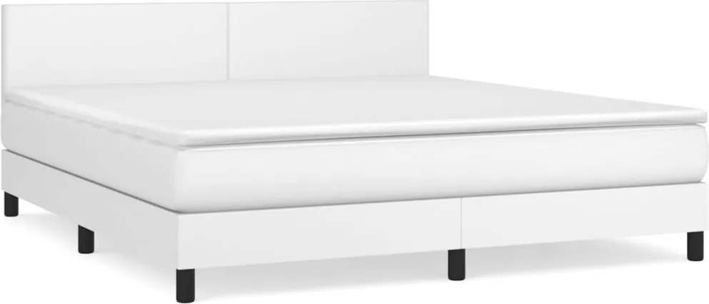 Box spring postel s matrací bílá 180x200 cm umělá kůže 3141018