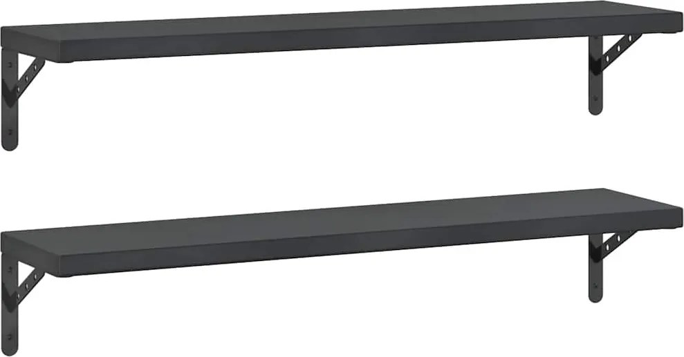 Nástěnné police 2 ks 100 x 23,5 cm černé nerezová ocel 3214513