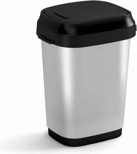 Nášlapný plastový odpadkový koš ve stříbrné barvě 10 l Dual Swing Bin Style S – KIS