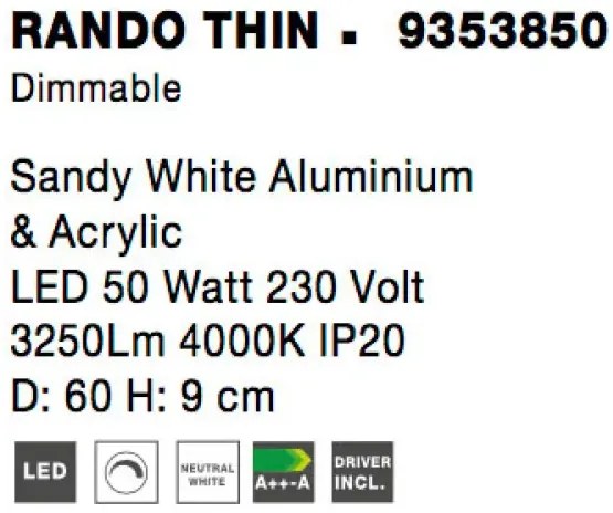 Stropní svítidlo LED se stmíváním Rando Thin 60 4000K bílé
