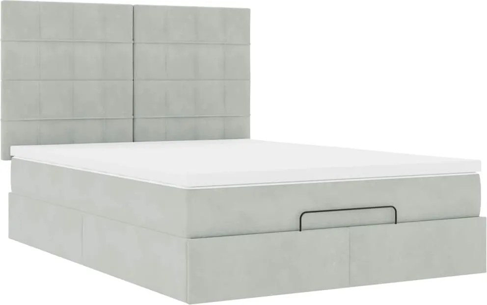 Osmanský rám postele s matracemi světle šedá 140x200cm samet 3314324