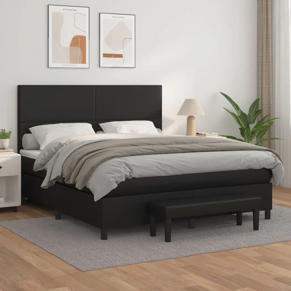 Box spring postel s matrací černá 180x200 cm umělá kůže 3137557