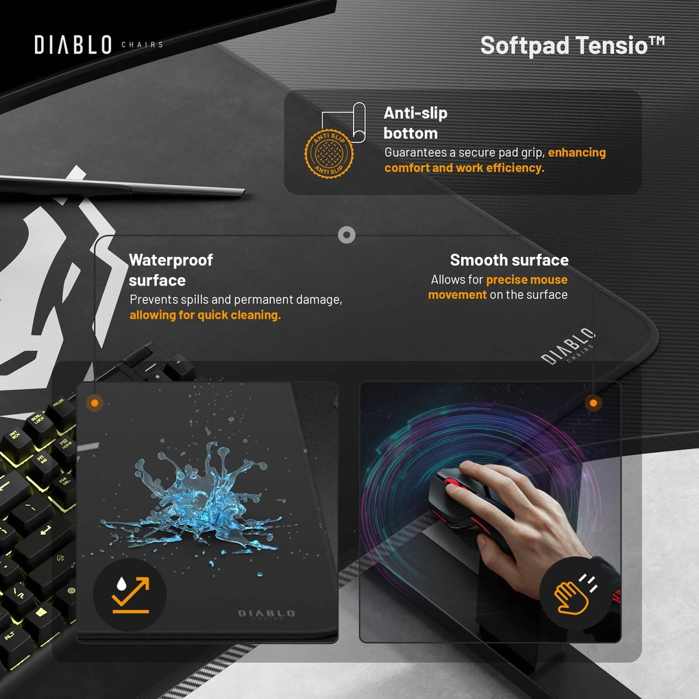 Výškově Nastavitelný Pracovní Stůl Diablo X-Tensio 1600 Černý