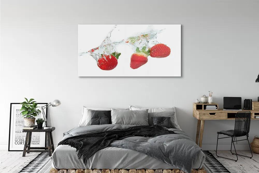 akrylový obraz Water Strawberry bílé pozadí 140x70 cm