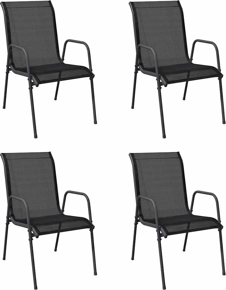 Zahradní židle 4 ks ocel a textilen černé 316818
