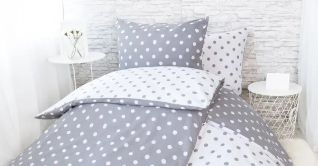 XPOSE ® Bavlněné povlečení na dvě lůžka MIRIAM DUO - šedá/bílá 140x200, 70x90