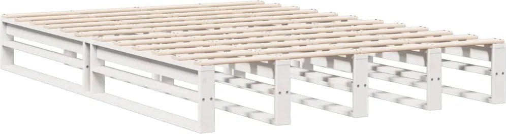 Postel s knihovnou bez matrace bílá 140x200 cm masivní borovice 3323960