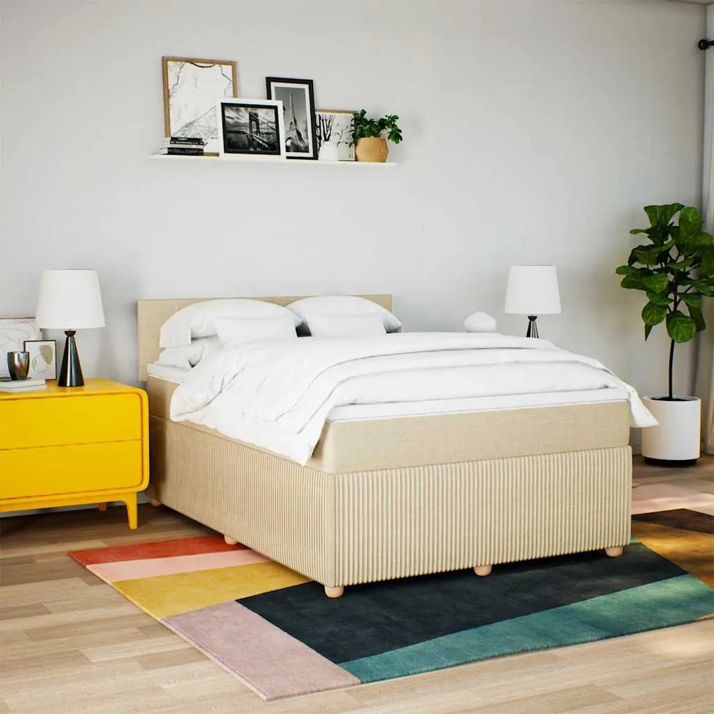 Box spring postel s matrací krémová 140x200 cm textil 3287484