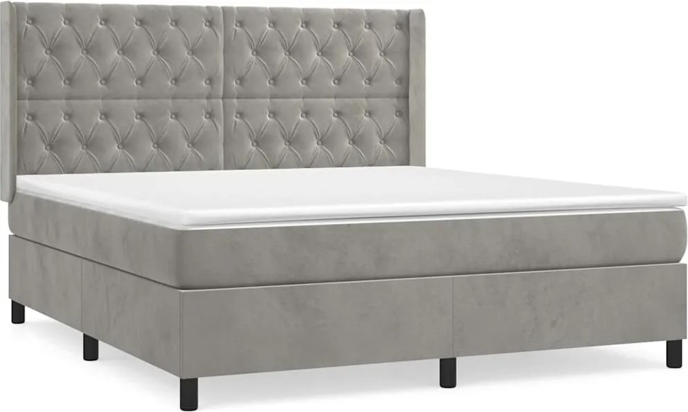 Box spring postel s matrací světle šedá 160x200 cm samet 3132867