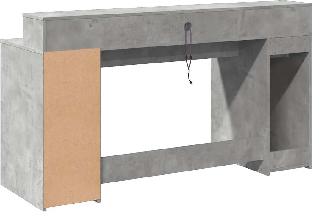 Psací stůl s LED betonově šedý 160x55x91 cm kompozitní dřevo 3309432