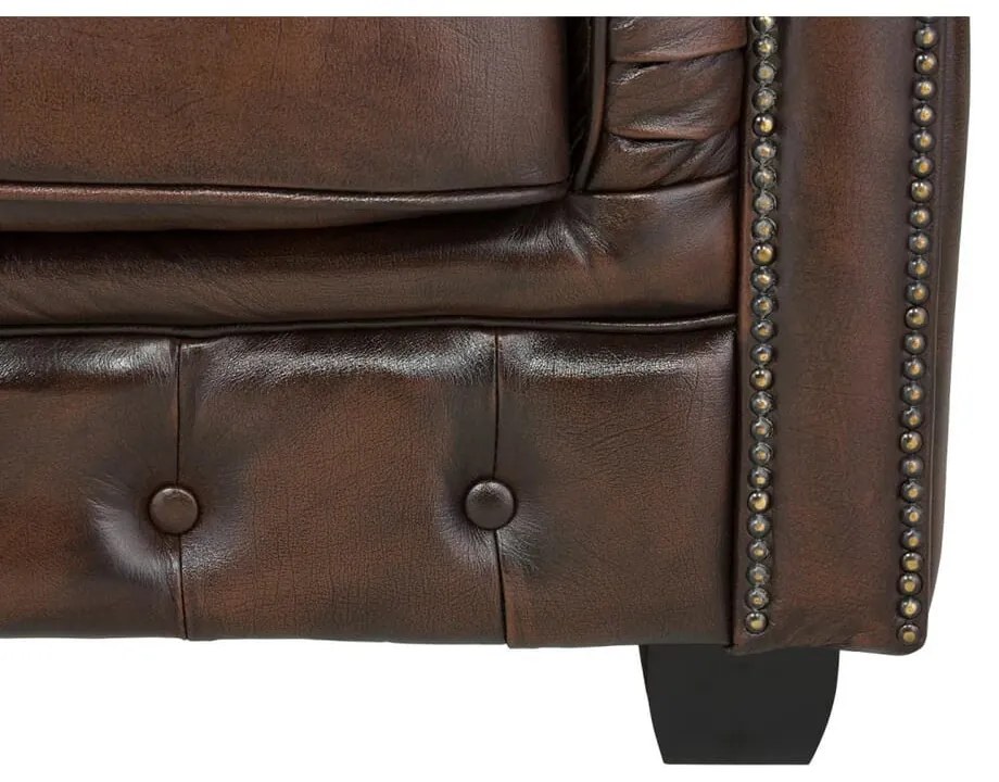Massive home | Luxusní sedací souprava Chesterfield z pravé kůže - hnědá