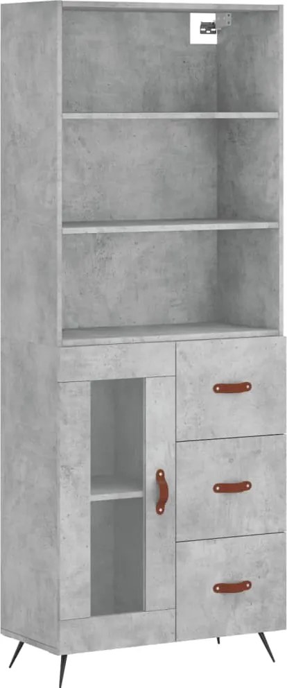 Skříň highboard betonově šedá 69,5x34x180 cm kompozitní dřevo 3189481
