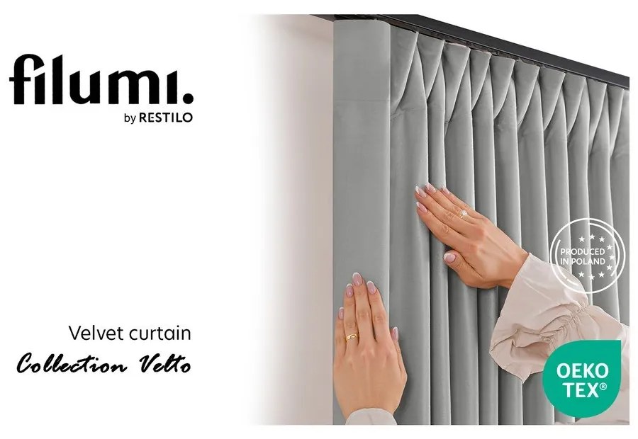 Šedý sametový dimout závěs 400x300 cm Velto – Filumi