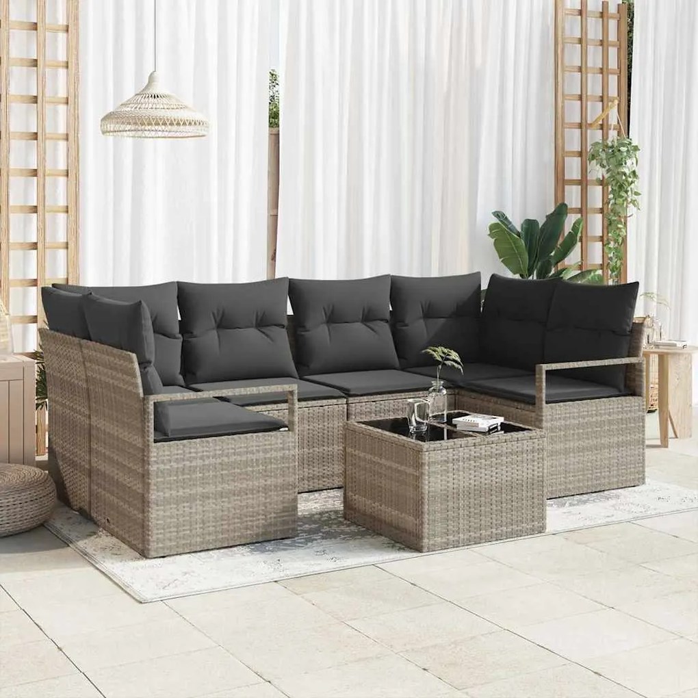 Set pohovek 7 ks 6-Počet míst Světle šedá a tmavě šedá 3346282