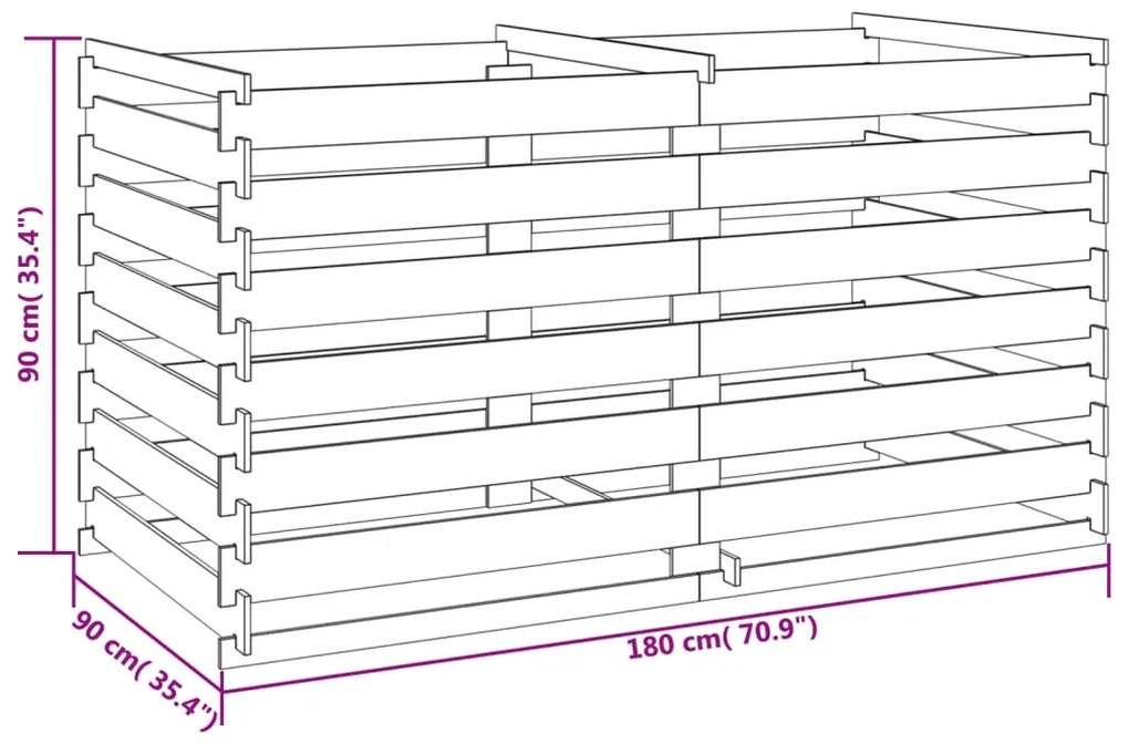 vidaXL Marketos Laťkový kompostér impregnovaná borovice 180 x 90 x 90 cm