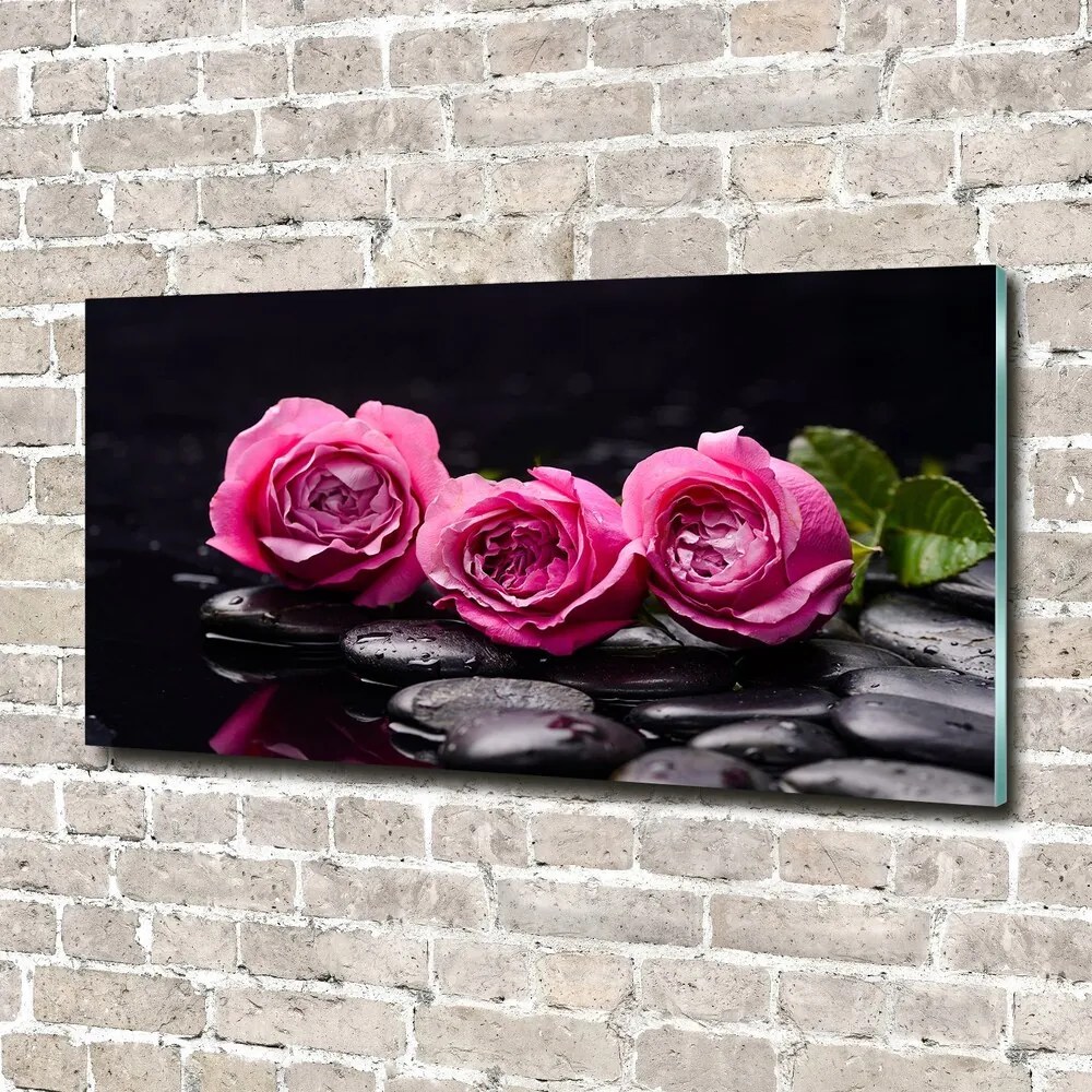 Wallmuralia Foto-obrah sklo tvrzené Růžové růže 140x70 cm