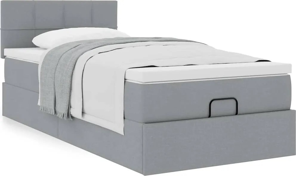 Osmanský rám postele s matrací světle šedá 90x190cm textil 3311421