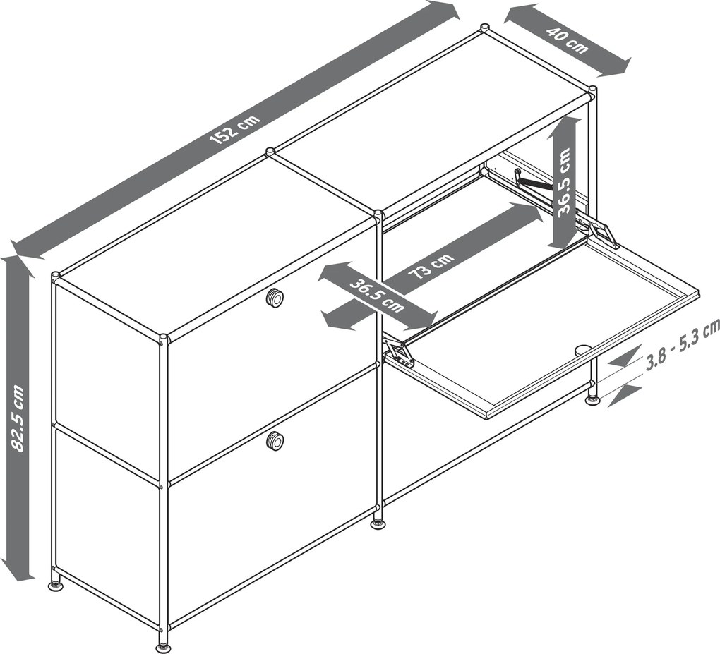 Tchibo - Kovová odkládací skříňka »Cn3« se 4 výklopnými dvířky - barva: hnědá