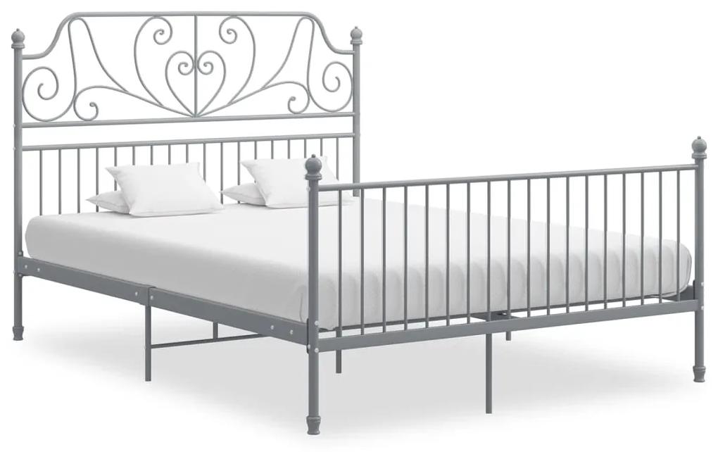 324855 vidaXL Rám postele šedý kov a překližka 160 x 200 cm