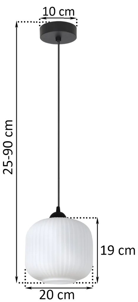 Závěsné svítidlo Riffle 2, 1x bílé skleněné stínítko, b