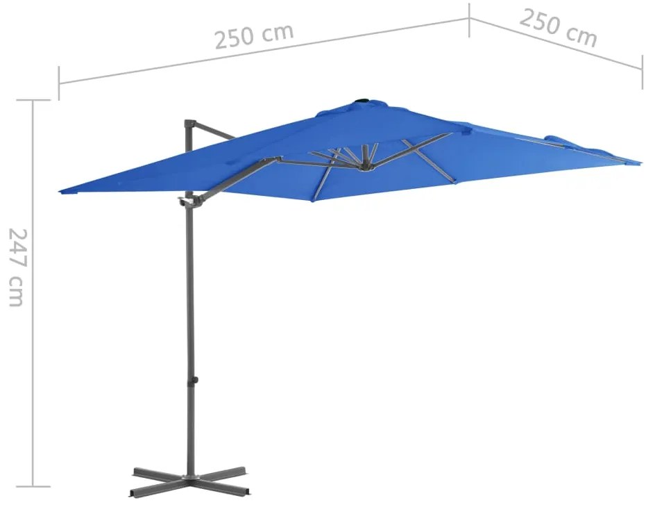 Konzolový slunečník s ocelovou tyčí azurově modrý 250 x 250 cm - Default Title